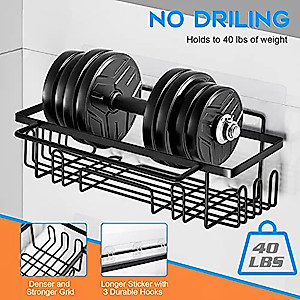 Bivvclaz 4 Pack Shower Caddy, Shower Shelves with Soap Dish and Toothbrush Holder, Adhesive Shower Organizer No Drilling, Rustproof Bathroom Shower Organizer, Shower Shelf for Inside Shower, Black