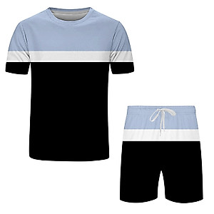 DAZLOR Mens Two Piece Summer Outfits Fashion Casual Crew Neck Muscle Short Sleeve Tee Shirts and Sport Shorts Set Tracksuits