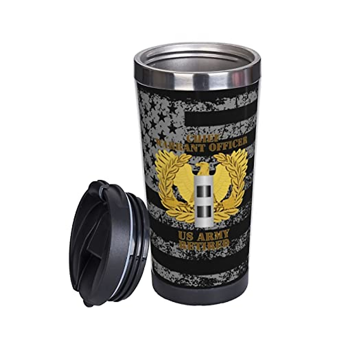 OSUKI Army Retired Chief Warrant Officer Emblem Cw2 Coffee Travel Mug Stainless Steel Straw Travel Tumbler Vacuum Insulated Keep Cold