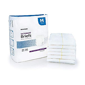 McKesson Ultimate Briefs, Incontinence, Adult Unisex, Maximum Absorbency, Medium, 16 Count, 6 Packs, 96 Total