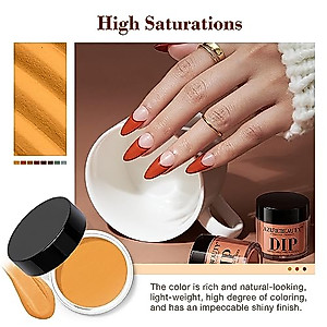 AZUREBEAUTY Dip Nails Powder Starter Kit, Maple Grey Sage Green Dark 8 Colors Set with Nail Swatch Sticks, Fall Nail Art Base Glossy/Matte Top Coat Activator Essential Liquid Manicure DIY Salon 30 PCS