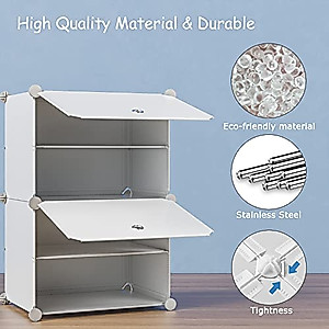 Shoe Rack, 8 Tier Shoe Rack Organizer 32 Pairs Shoe Cabinet Shoe Organizer for Closet Shoe Storage Cabinet Zapateras Organizer for Shoes, Shoe Rack for Closet for Entryway, Bedroom and Hallway, White