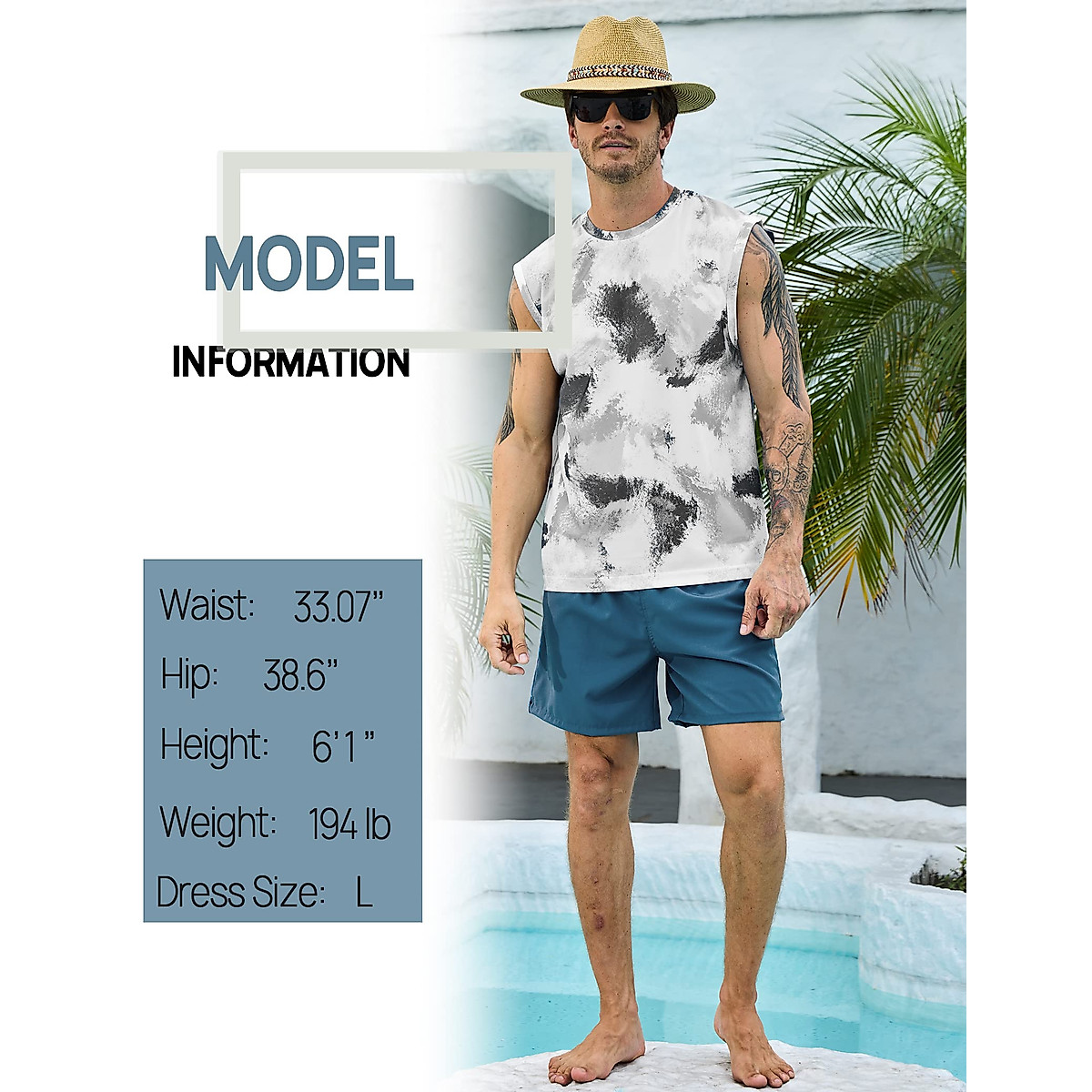 KBVOT Mens Swim Trunks with Compression Liner 7 inch Inseam 2 Pack Quick Dry Stretch Beach Shorts Bathing Suits Swimwear