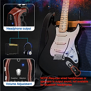 CAMOLA Guitar Headphone Amp Portable Mini Plug Guitar Headphone Amplifier Rechargeable Travel Pocket Electric Guitar Bass Amp with Bluetooth Receiver Clean Chorus Flanger Metal and Wah 5 Effects