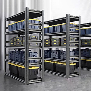 Sajanic Storage Shelves 5 Tier Heavy Duty Shelving, Boltless Metal Industrial Shelving with Guardrails, 2500LBS Garage Shelving for Storage Room, Warehouse, 18" D x 47.2" W x 72" H, Iron Black