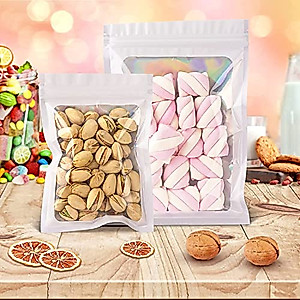 100 Pieces Smell Proof Bags Holographic Piecesaging Bags Storage Bag with Clear Window for Food Storage (White Color, 3x4.7 Inch)