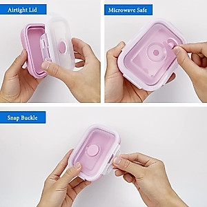 Lunbengo 4Pack Collapsible Reusable Lunch Containers, 350ml-500ml-800ml-1200ml, Silicone Food Storage Containers with Lids, Food Grade, Space Saving, Leak-proof Camping Travel Food Containers