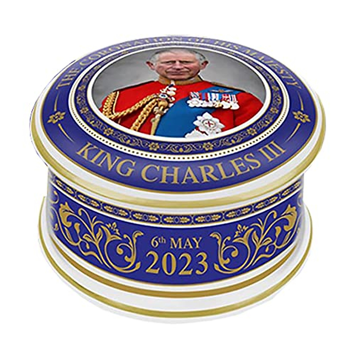 Elgate King Charles III Coronation Round Trinket Box Commemorative Memorabilia Ceramic Pot Souvenirs Gift