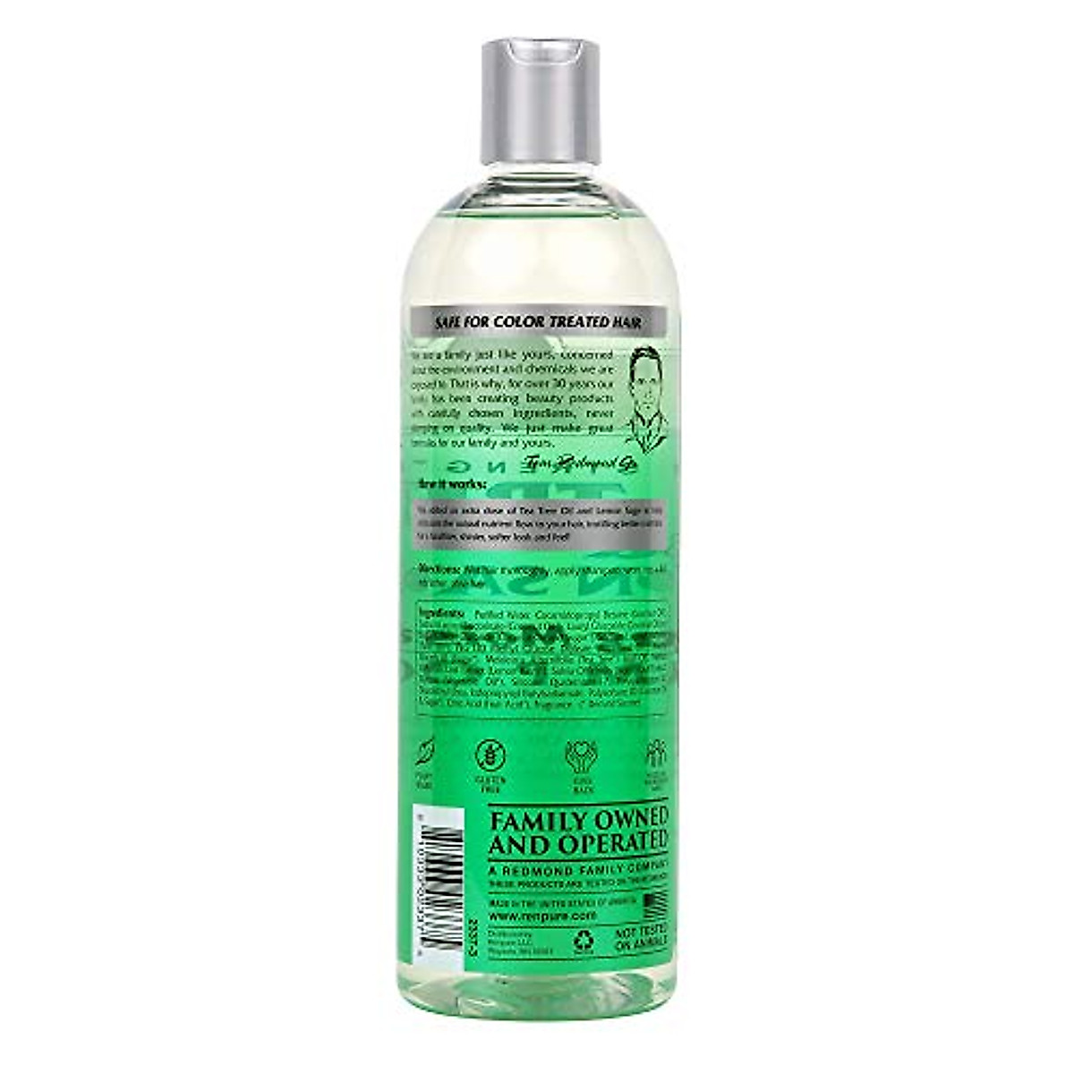 Renpure Advanced Lemon Sage Shampoo - Hydrating with Coconut Oil, Color Safe, Sulfate & Cruelty Free Dry Scalp Treatment for Anti Dandruff Hair