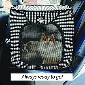 Necoichi Portable Stress Free Cage Carrier and Litter Box, Indoor & Outdoor, Travel (Black, Cage/Kennel+Litter Box)