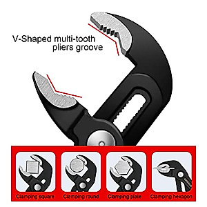 WISEUP Groove Joint Pliers Set with Fast Adjustable Pliers 7 Inch & 10 Inch Water Pumper Pliers Smooth Jaw Tongue and Groove Pliers Wrench for Channel Home Repair Gripping Nuts Bolts Pipe