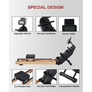 BORGUSI Magnetic Rowing Machines for Home Use, 16 Levels of Resistance, 350lb Weight Capacity, LCD Monitor & Tablet Holder, Foldable Rower Row Machine with Comfortable Seat Cushion & Dual Slide Rail