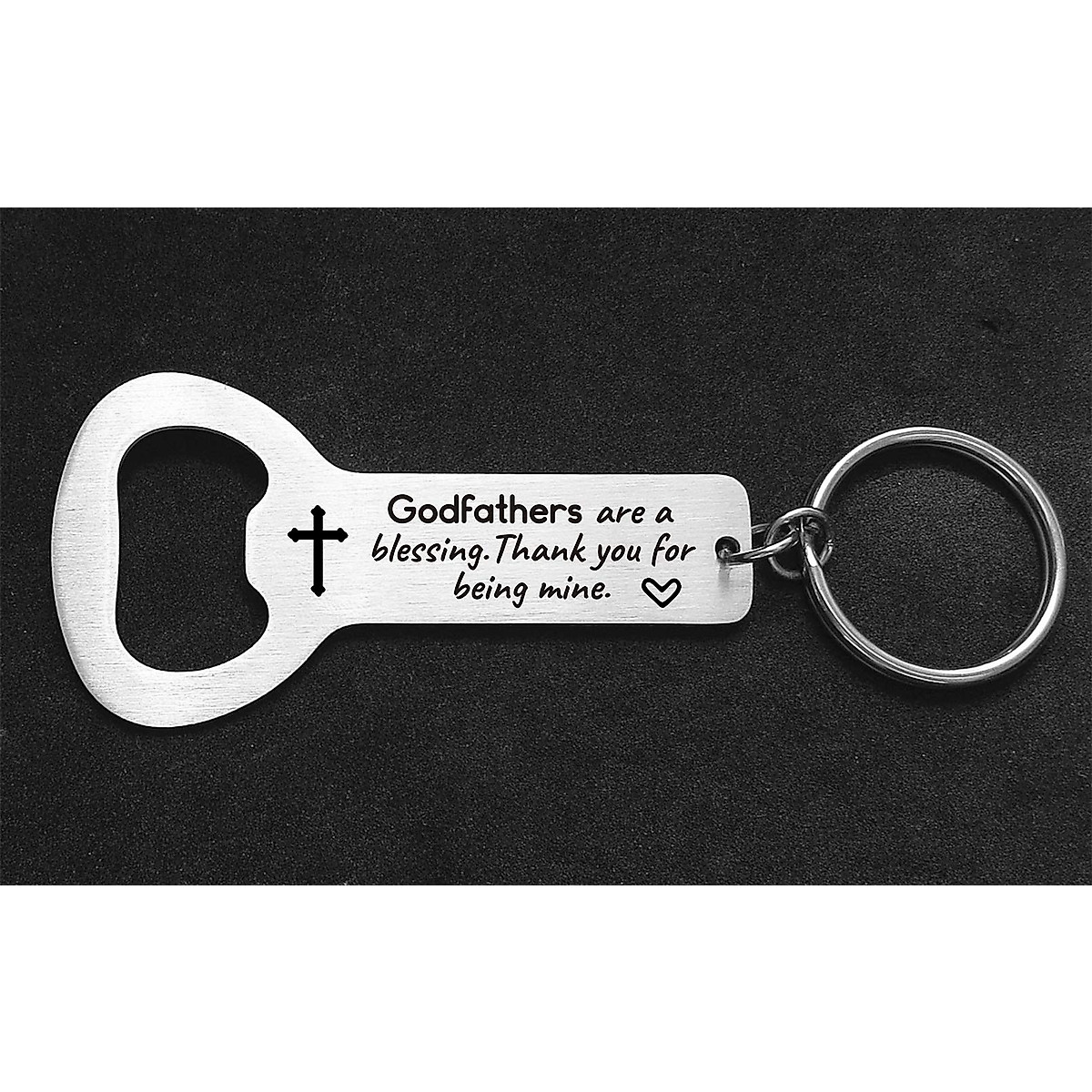 Godparents Proposal Gifts for Baptism Godfathers are a Blessing Thank You for Being Mine,New God Parents Christening Gift Stainless Steel Bottle Opener Keychain