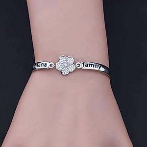 ENSIANTH Ohana Jewelry Ohana Means Family Hibiscus Charm Bracelet Hawaiian Family Jewelry (Bracelet Silver)