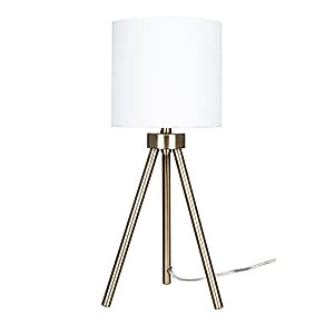 Catalina Lighting 22967-001 Mid-Century Modern Tripod Table Lamp, LED Bulb Included, 19", Antique Brass