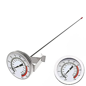 Lightbeam 16" Long Probe Deep Fry Thermometer with Pot Clip, Instant Read 2" Dial Meat BBQ Cooking Oil Thermometer for Deep Fry, Grill, Turkey, Candy, Coffee etc