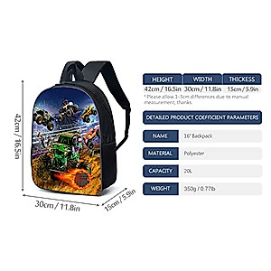 WERTYT Cool Trucks All Over Print Backpack Lightweight Bookbag For Men Women Bags Resistant Durable