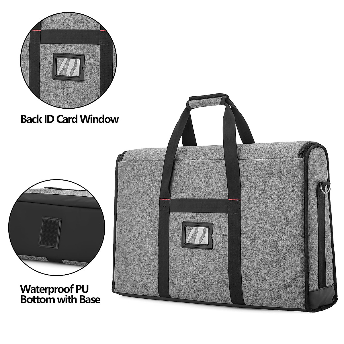 Trunab Monitor Carrying Case 24 Inch Padded Travel Bag Hold Up to 2 LCD Screens/TVs, Not Compatible with iMac, with Accessories Pocket, Shoulder Strap, PU Bottom, Grey