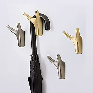 NC NC Towel Hooks, 2 Packs Coat Hook Cow Head Wall Hooks for Heavy Duty Door Hanger Towel Robe Clothes Cabinet Closet Sponges Hook for Bathroom Bedroom Kitchen Hotel Pool (Brushed Brass)