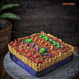 CHEFMADE Square Cake Pan, 8-Inch Deep Dish with Removable Loose Bottom Non-Stick Square Bakeware for Oven Baking (Champagne Gold)