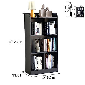 COMUHOME 3-Tier Book Shelf with Back Panel, Stability and Durable 5 Cube Bookcase,Multifunctional Cube Storage Organizer for Bedroom,Living Room,Office,Closet,School in Black with 23.62''W