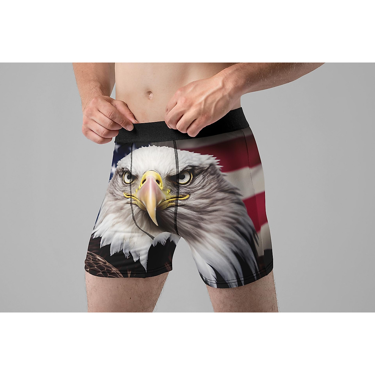 Random Stock Apparel Funny Boxer Briefs For Men Blast Zone Underwear Fun Novelty Gift (Medium, American Bald Eagle)