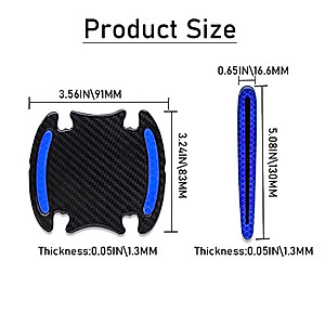 Ruibapa 8PCS Car Door Handle Universal Carbon Fiber Texture Scratch Prevention Protective Film (Blue)