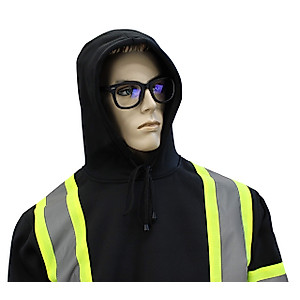 New York Hi-Viz Workwear H8313 Men's ANSI Class 1 High Visibility Sweatshirt, Hooded Pullover, Knit Lining (2XL, Black, 1ea)