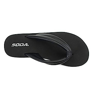 Soda NINI ~ Women Fashion Light weight Wedge Flip Flop Fashion Puffy Thong Sandals (Black, numeric_10)