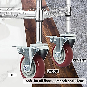 Finnhomy Swivel Caster Wheels 4 Inch Threaded Stem Casters Set of 4 Heavy Duty 1/2"-13 x 1" with Brake Polyurethane Industrial Locking Castors Wheels for Cart/Furniture 2200 Lbs Smooth Casters, Red