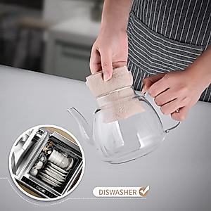 CNGLASS Glass Teapot with Infuser(37.5oz),Clear Glass Tea Kettle with Removable Stainless Steel Strainer,Stovetop Safe Glass Teapot for Blooming and Loose Leaf Tea