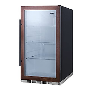 Summit SPR489OSPNR Commercially Approved Shallow Depth Indoor/Outdoor Beverage Cooler for Built-in or Freestanding Use with Panel-Ready Door Trim, Glass Door, Black Cabinet (Panel not included)