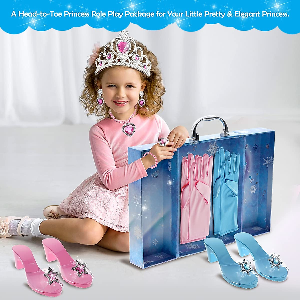 Princess Toys for 3 4 5 6 7 8 Year Old Girls,Toddler Little Girl Toys ages 3+ Year Old Birthday Easter Halloween Christmas Gifts Princess Dress Up Shoes Exquisite Box Indoor Outdoor Party Games