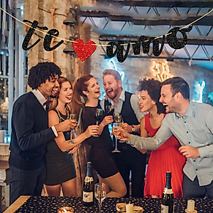 Halodete Te Amo Banner, Spanish Theme I Love You Banner, Bridal Shower, Wedding Party Garland Bunting Decorations - Black Glitter