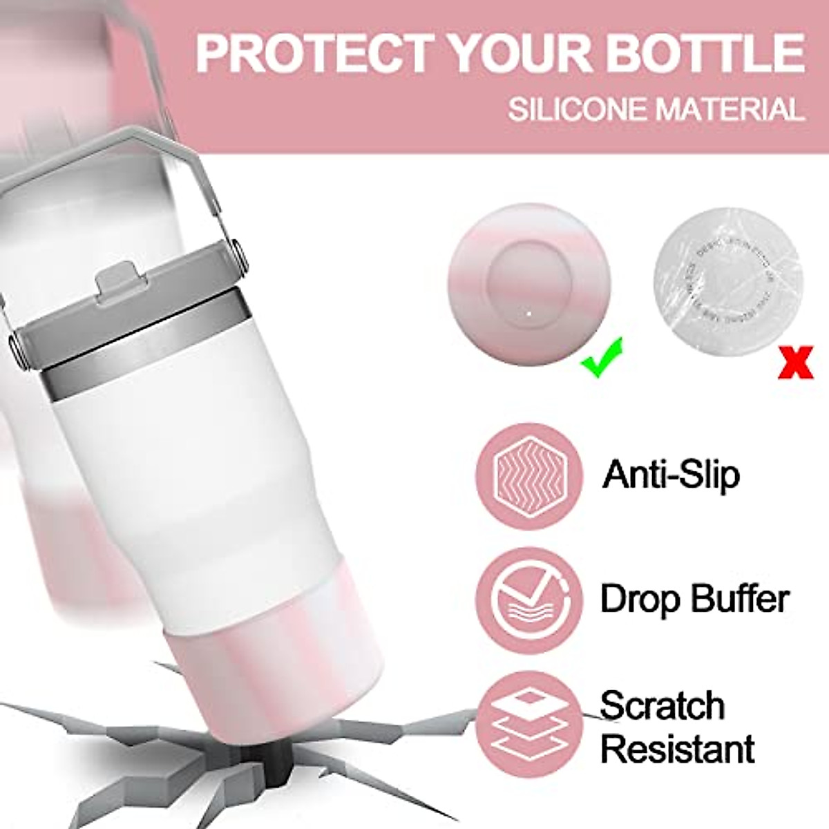 WUQID Protective Silicone Boot Sleeve for 12oz-40oz Hydroflask/Stanley Water Bottles Tumbler Anti-Slip Bottom Sleeve Cover for All Water Bottles Bottom Width of 2.83&3.56in