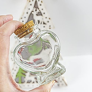 2.7 OZ Heart Shaped Glass Favor Jars with Cork Lids,Glass Wish Bottles with Cork,Decorative Glass Bottle with Cork Stopper-(80ml-6Pcs)