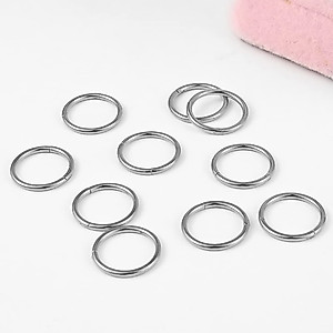 DOEARKO 10 PCS Ear Gauges Ear Rings Hypoallergenic 316L Stainless Steel 2g 0g Plugs for Ears Body Piercing Jewelry (1.2 * 8mm 10 PCS, Silver Basic)