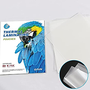 Qfun Laminator Machine and Laminating Pouches Bundle, 9-inch Lamination with Letter Size Laminating Sheets, 3mil 80pack