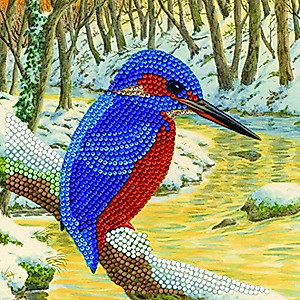 Craft Buddy Crystal Art Kingfisher, 18x18cm Crystal Art Card, 18x18, Multicoloured