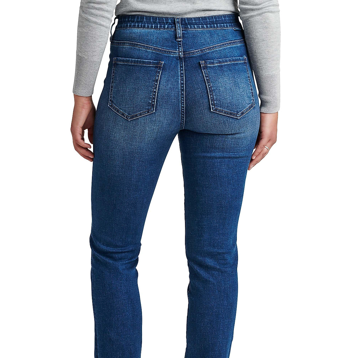 JAG Jeans Women's Petite Ruby Mid Rise Straight Leg Jeans, Thorne Blue, 4 Petite
