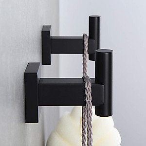 BEIGEEWY Matte Black Towel Coat Hook SUS 304 Stainless Steel Bathroom Robe Hook Wall Mounted Round Kitchen Heavy Duty Door Hanger 2 Pack