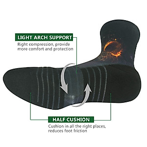 HUSO Galaxy Print Comfortable Moisture Wicking Dress Atheletic Mid Calf Hiking Socks 4 Pairs for Men Women (Multicolor, L/XL)