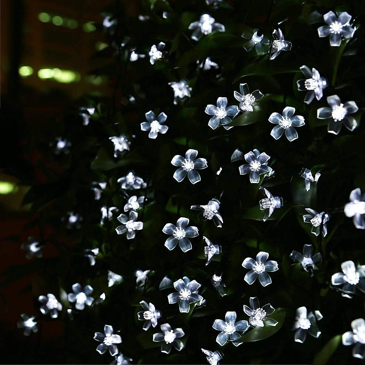 Solar Flower String Lights,AMZSTAR® 21ft 50 LED Peach Blossom Fairy Lights Indoor/Outdoor Decorative String Lights for Home Garden Patio Lawn Party and Weeding Decorations(White)