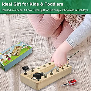 Inslat Montessori Screwdriver Board Set, Wooden Montessori Toys for 3 4 5 Year Old Kids, Educational Screw Board Sensory Learning Toys STEM Fine Motor Skills Toys