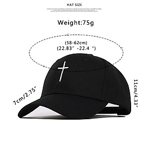 Cross Embroidery Baseball Cap,Adjustable Structured Dad Hat for Men Women Sun Hat (Black-1)