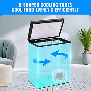 DEMULLER Chest Freezer 4.0 CU. FT Ultra-low Temperature Deep Freezers (Down to -12 ℉) with TWO Removable Baskets Accurate Display of Cabinet Temp Freestanding Black