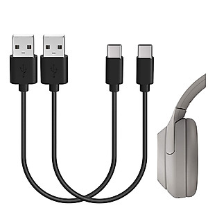 Geekria 1ft/30cm 2Pack USB-A to USB-C Headphones Charging Cable, Compatible with Sony WH-1000XM5, WH-1000XM4, WH-ULT900N, WH-XB920N, WH-H910N, INZONE H5, More Type-C Port Headphones