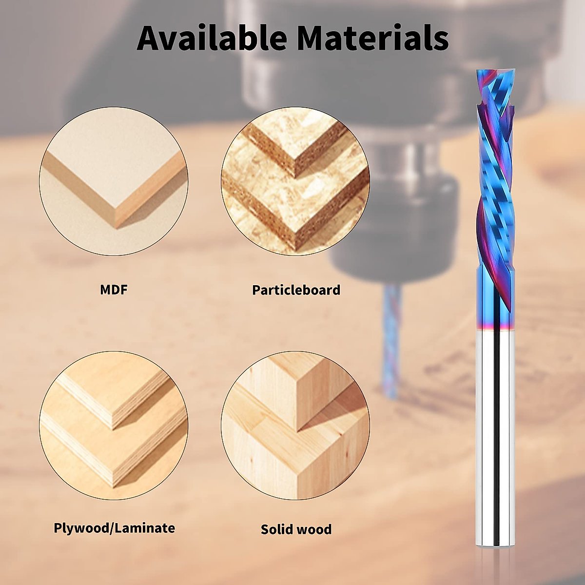 EANOSIC Compression Spiral Router Bits 1/4" Shank,1-1/4" Cutting Length, Extra Long 3 Inch, Carbide UP Down Cut CNC Router Bits End Mill for Wood Mortises Carving Engraving