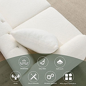 CALABASH 80" Chesterfield Sofa Teddy Tufted Couch with Two Pillows,3 Seater Sofa with Rolled Arms and Nailhead for Living Room, Bedroom, Office, Apartment(Teddy White, Sofa)