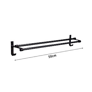Double Towel Bar for Bathroom Black Towel Rod Wall Mounted Installation Shower Towel Rack for Hanging Towels and Bath Balls